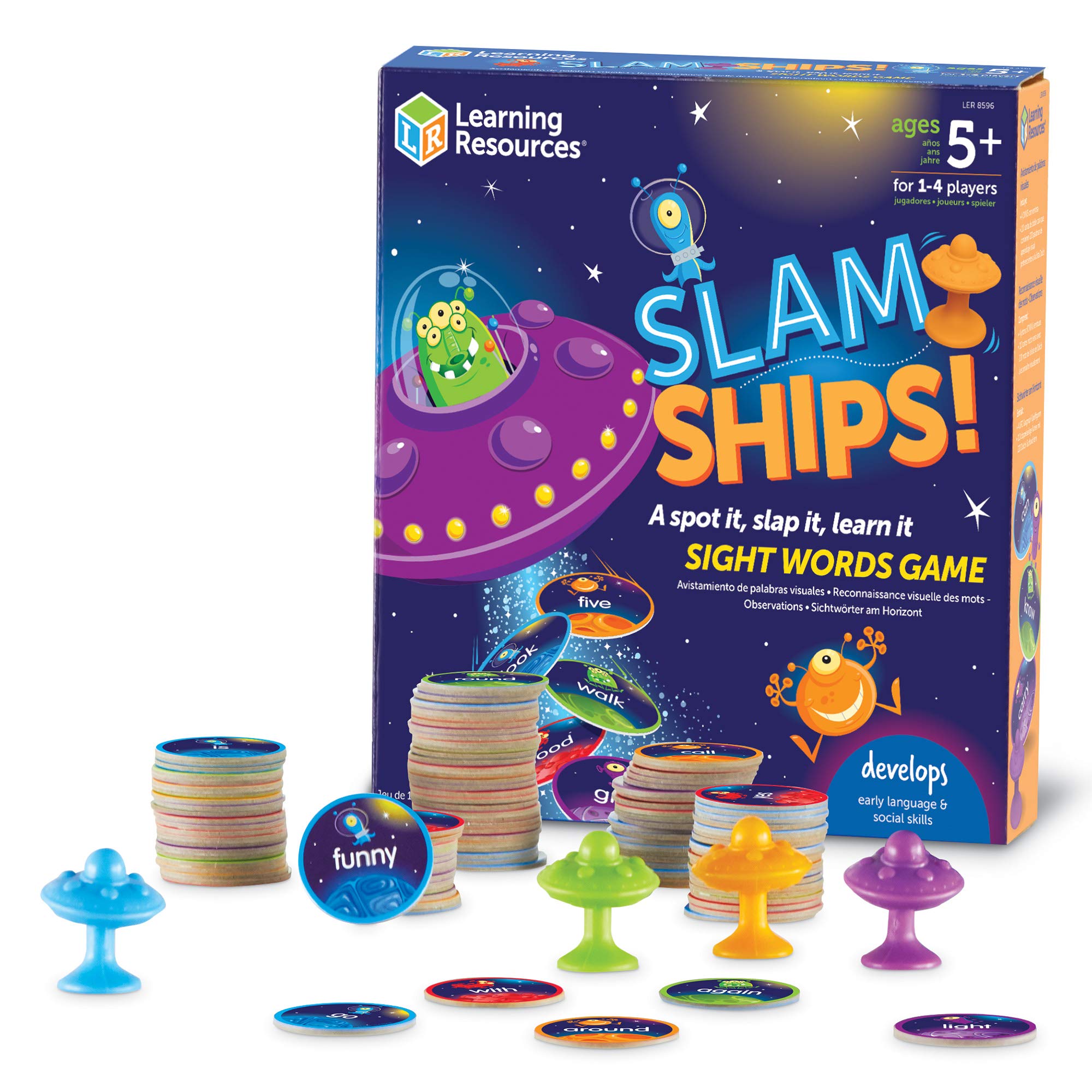 Learning Resources Slam Ships Sight Words Game - Ages 5+ Educational and Fun Games for Kids, Board Games for Kids, Kindergarten Games