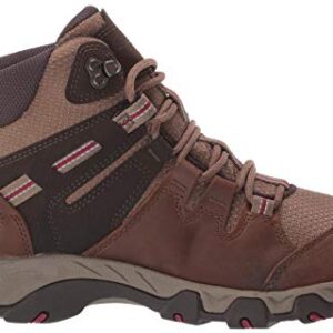 KEEN Women's Steens Mid Height Leather Waterproof Hiking Boots, Toasted Coconut/Tibetan Red, 10