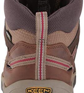 KEEN Women's Steens Mid Height Leather Waterproof Hiking Boots, Toasted Coconut/Tibetan Red, 10