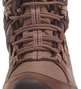 KEEN Women's Steens Mid Height Leather Waterproof Hiking Boots, Toasted Coconut/Tibetan Red, 10