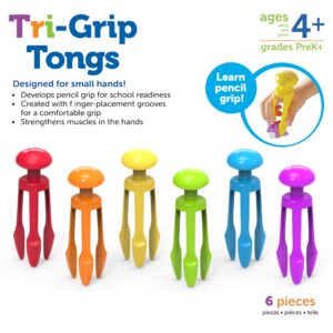 Learning Resources 3 Prong Tong, Pencil Grip Tongs, Sensory Bin, Fine Motor Toy, Set of 6, Ages 4+