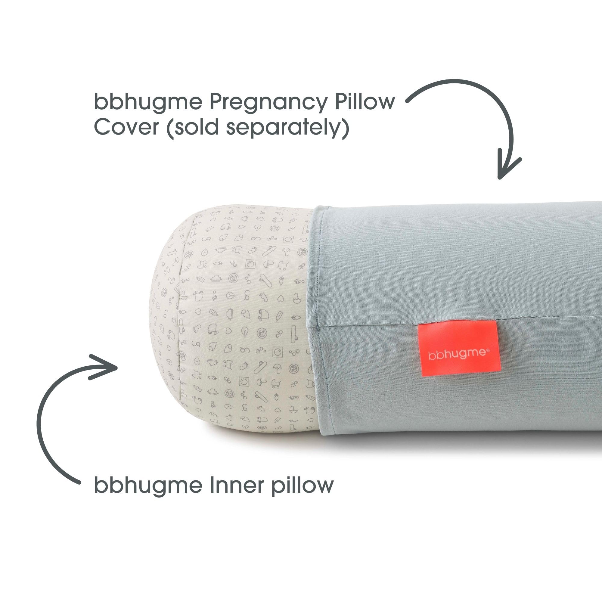 bbhugme Pregnancy Pillow Cover - Cotton Jersey Fabric - Fits Pregnancy Pillow for Side Sleeping - Cover Only, Pregnancy Pillow Sold Separately, Eucalyptus