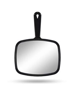 gladmart hand mirror salon barber hairdressing handheld mirror with handle(square black 7.4 x 10.3 inches)