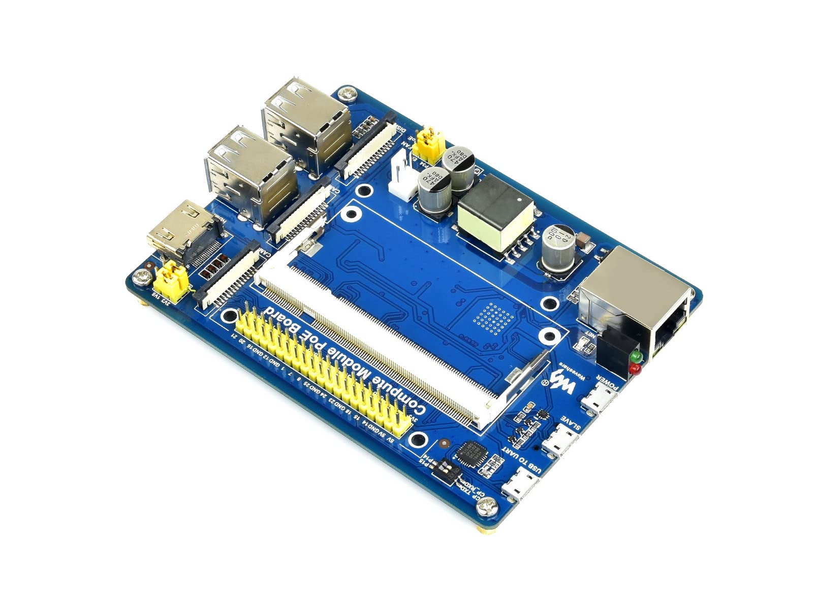 Waveshare Compute Module IO Board with PoE Feature Composite Breakout Board for Developing with Raspberry Pi CM3 / CM3L / CM3+ / CM3+L