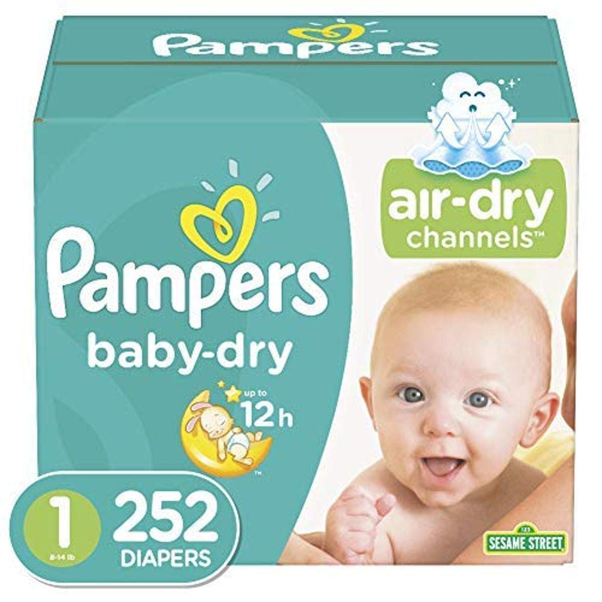 Diapers Newborn/Size 1, 252 Count - Pampers Baby Dry Disposable Baby Diapers, ONE Month Supply with Pampers Complete Clean Scented Baby Wipes, 1152 Count