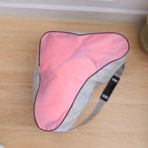 LIOOBO Unisex Ice Skate Bag Mesh Cloth Tote Bag Skating Triangle Shoulder Bag for Roller Skates Inline Skates Pink