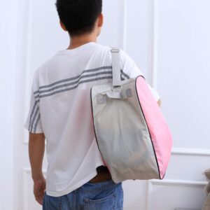 LIOOBO Unisex Ice Skate Bag Mesh Cloth Tote Bag Skating Triangle Shoulder Bag for Roller Skates Inline Skates Pink