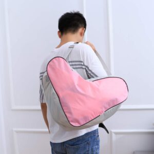 LIOOBO Unisex Ice Skate Bag Mesh Cloth Tote Bag Skating Triangle Shoulder Bag for Roller Skates Inline Skates Pink