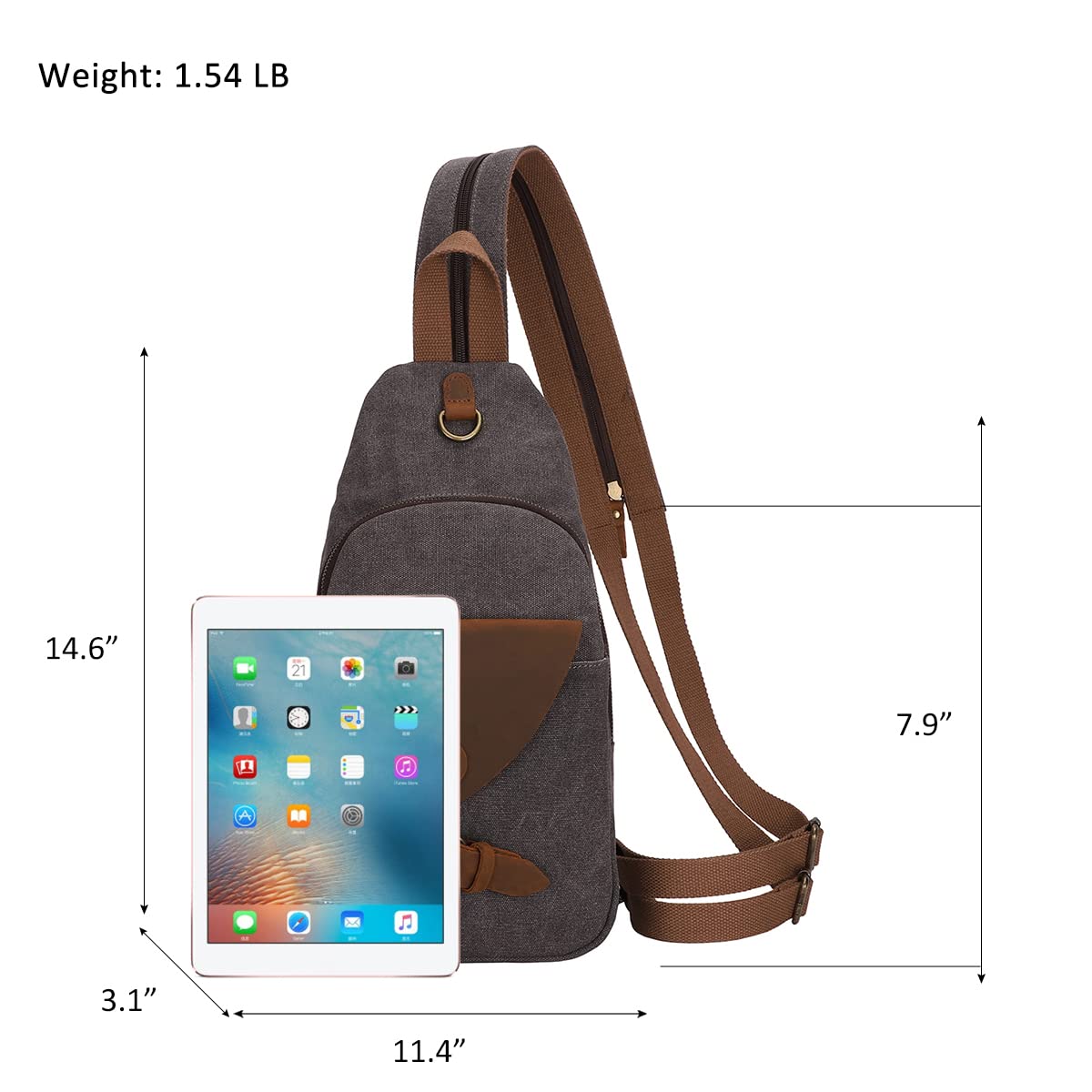 KL928 Canvas Sling Bag Crossbody Backpack Shoulder Casual Rucksack for Men Women