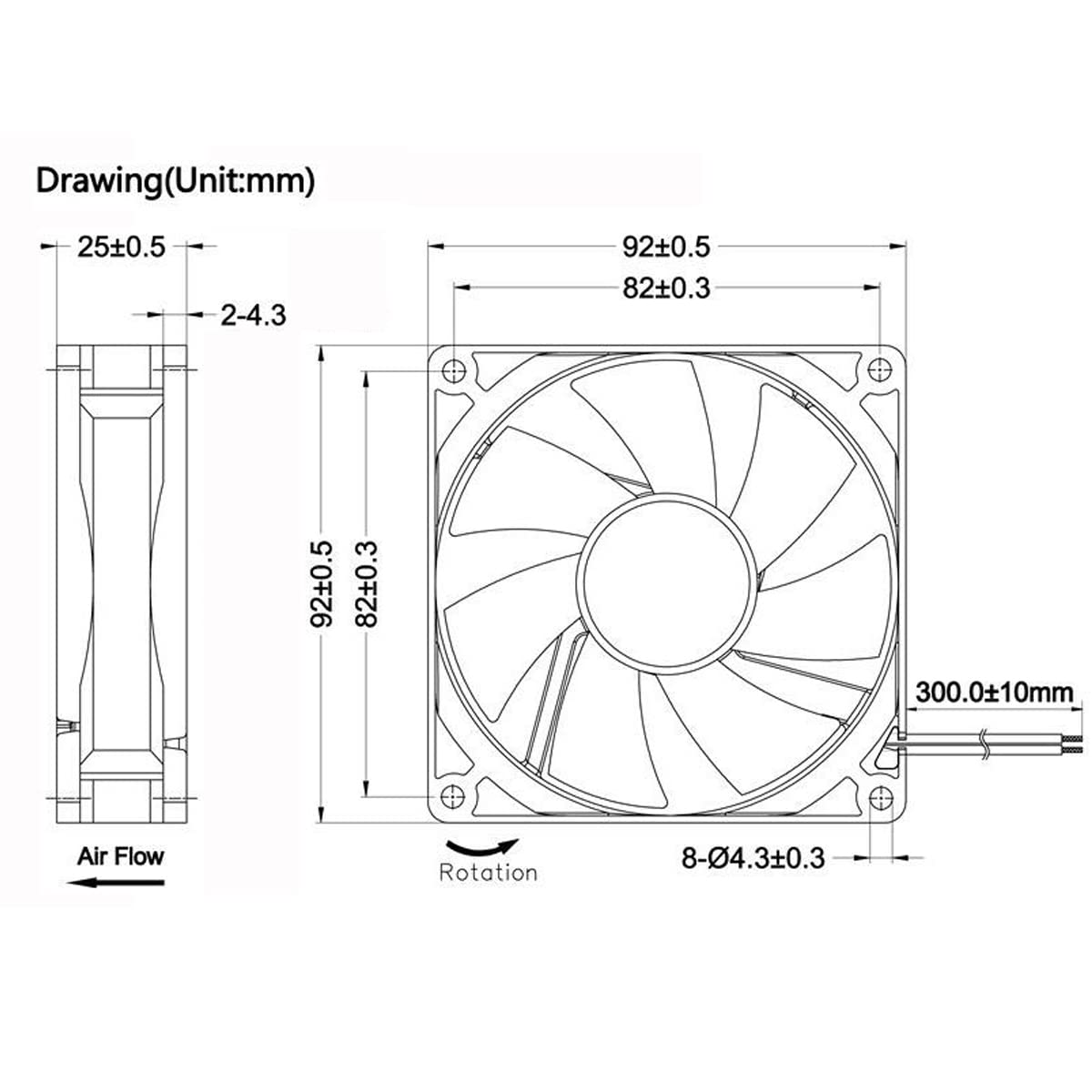 GDSTIME 2 Pack 92mm x 92mm x 25mm 12V Dual Ball Bearings DC Brushless Cooling Fan