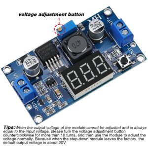 4 Pieces Adjustable LM2596S DC-DC Buck Converter Reduced Voltage Regulator Power Module 36V 24V 12V to 5V 2A Voltage Stabilizer with Digital Voltmeter Display