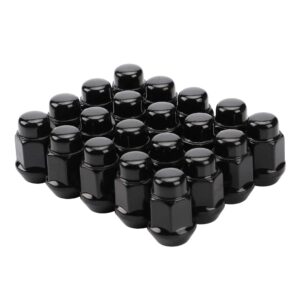 20pcs 1.4 inch 12x1.5 closed end bulge acorn black lug nuts - cone seat - 19mm hex wheel lug nut for accord civic element hr-v escape sierra