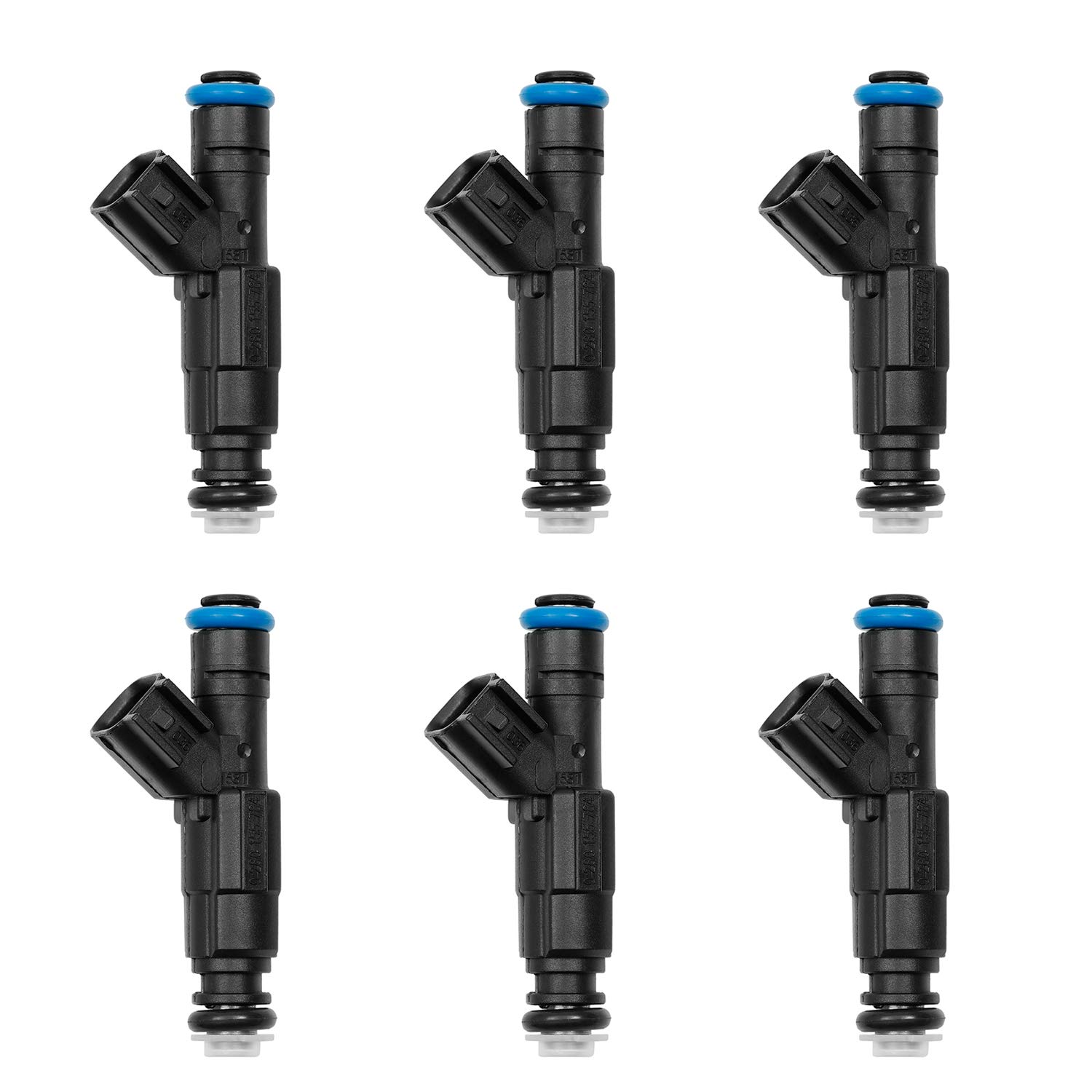 Fuel Injector 4 Holes 6Pcs | for 1999-2004 Jeep Cherokee Grand Cherokee Wrangler 4.0L Dodge Ram 1500 2500 3500 5.2L | Replace# 0280155784, 4854181, 280155784, 4667938