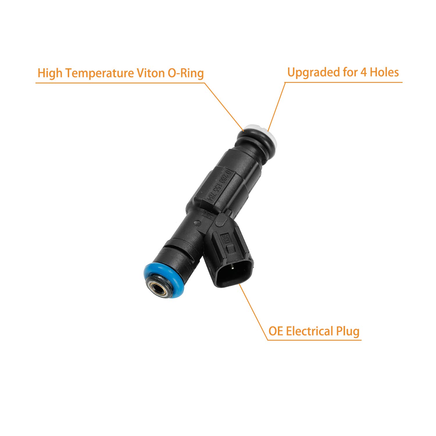 Fuel Injector 4 Holes 6Pcs | for 1999-2004 Jeep Cherokee Grand Cherokee Wrangler 4.0L Dodge Ram 1500 2500 3500 5.2L | Replace# 0280155784, 4854181, 280155784, 4667938