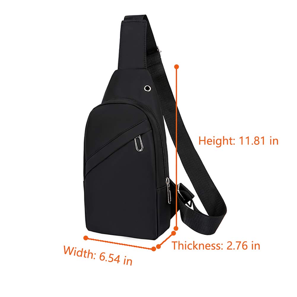 Yeefay Sling Backpack Sling Bag Women Men Crossbody Chest Bag Causal Daypack for Hiking, Black, Small