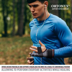 ORTONYX Pinky Finger Splint Boxer Fracture Brace Immobilizer for Broken Fingers, Metacarpal Syndrome and Ulnar Gutter - Neoptrene and Latex Free - Left or Right Hand / ACKB434