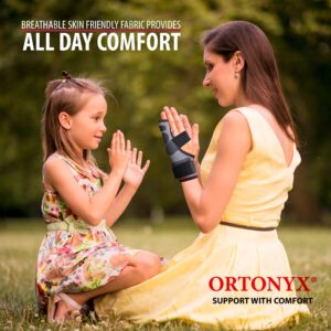 ORTONYX Pinky Finger Splint Boxer Fracture Brace Immobilizer for Broken Fingers, Metacarpal Syndrome and Ulnar Gutter - Neoptrene and Latex Free - Left or Right Hand / ACKB434