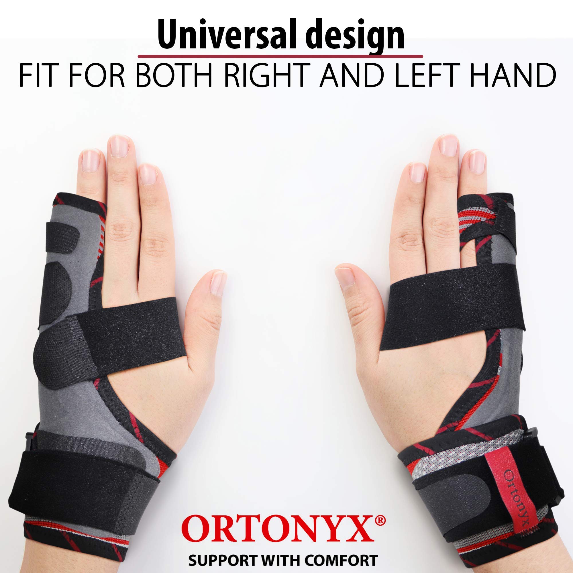 ORTONYX Pinky Finger Splint Boxer Fracture Brace Immobilizer for Broken Fingers, Metacarpal Syndrome and Ulnar Gutter - Neoptrene and Latex Free - Left or Right Hand / ACKB434