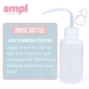 SMPL Aesthetics Eyelash Extension Cleanser, Lash Shampoo, Lash Cleaner for Extensions, Lash Brush, Rinse Bottle, Lash Bath, Free E-Book Sensitive, Paraben, Sulfate Free, Makeup Remover, Primer (Fresh)