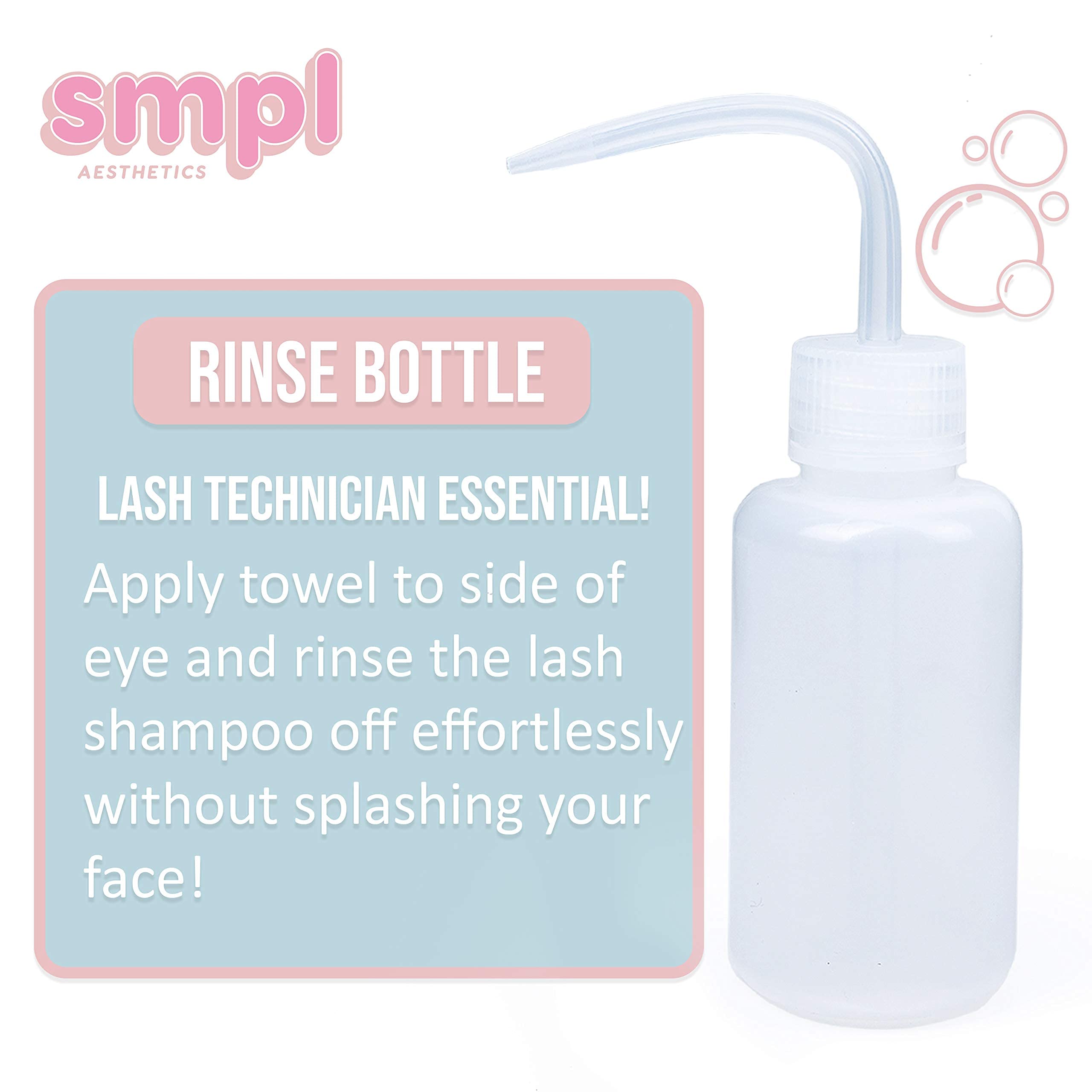 SMPL Aesthetics Eyelash Extension Cleanser, Lash Shampoo, Lash Cleaner for Extensions, Lash Brush, Rinse Bottle, Lash Bath, Free E-Book Sensitive, Paraben, Sulfate Free, Makeup Remover, Primer (Fresh)