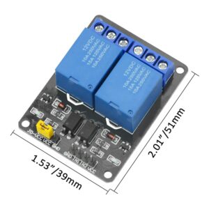 WMYCONGCONG 5 PCS 2 Channel 12V Relay Module with Optocoupler Low Level Trigger Expansion Board for Raspberry Pi Arduino Use