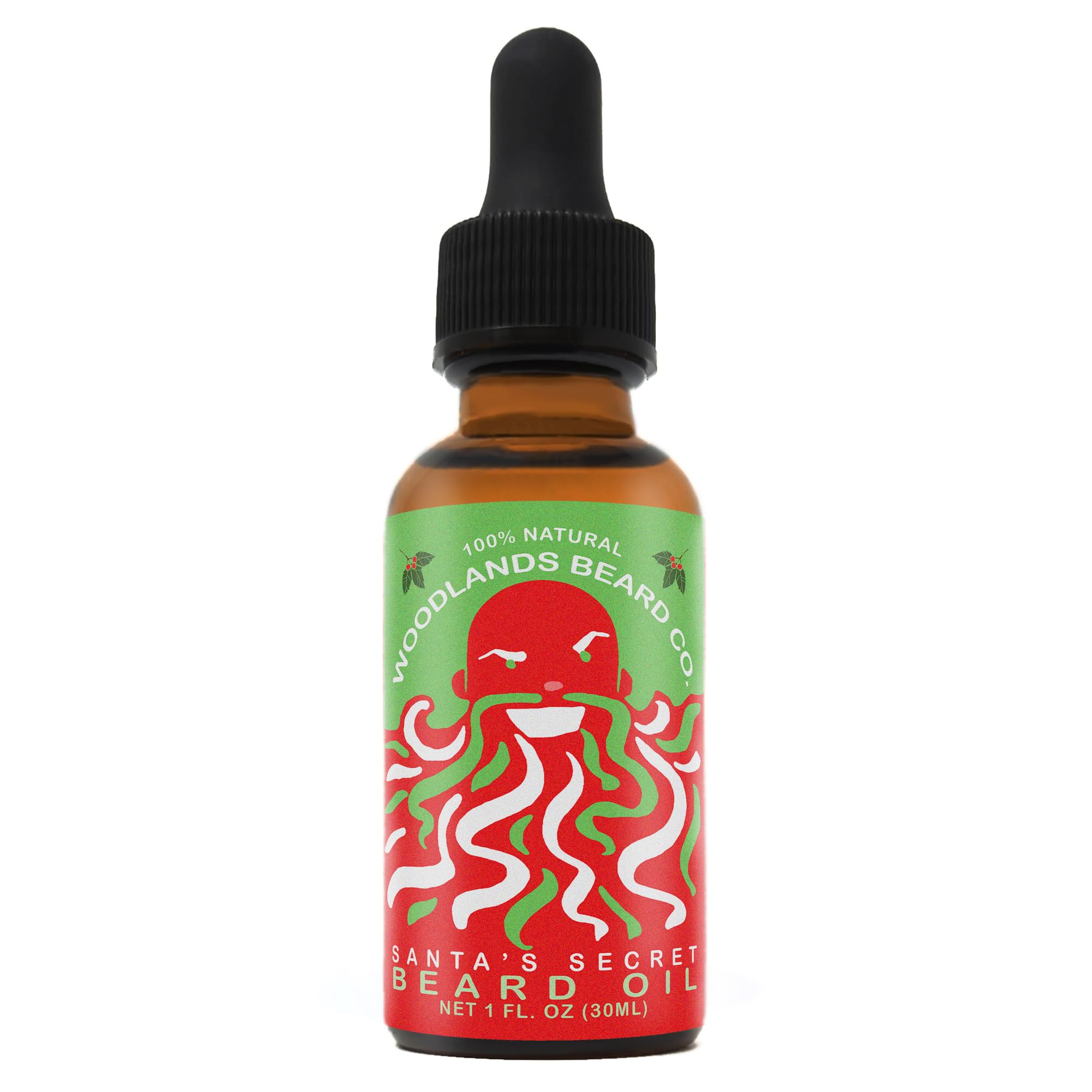 Santa's Secret Beard Oil Scented Like a Christmas Candy Cane With Peppermint, Clove, Ylang Ylang and Sweet Orange from Woodlands Beard Co.