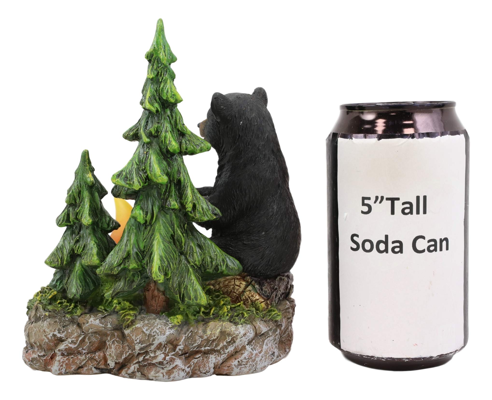 Ebros Whimsical Rustic Forest Black Bear Holding Twig with Marshmallow by Bonfire Campfire LED Night Light Statue Woodland Cabin Lodge Decor Bears Figurine As Decorative Home Accent