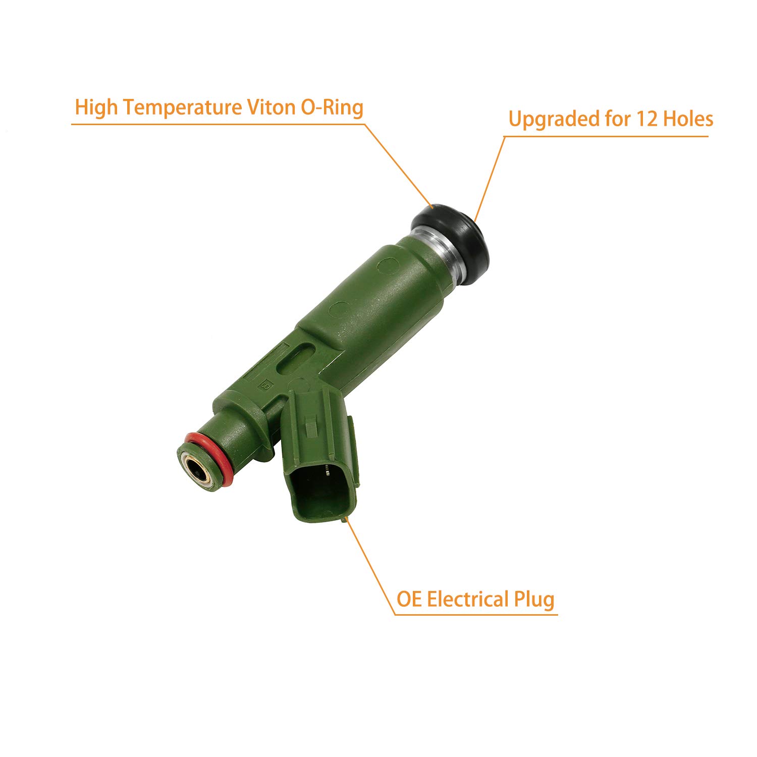 Fuel Injector 12 Holes 4Pcs | 1.8L L4 Gas DOHC | for 2000-2005 Toyota Celica MR2 Spyder 2000-2004 Corolla 03-06 Matrix, 00-02 Chevy Prizm, 03-06 Pontiac Vibe | Replace# 23250-0D040, 23250-22040