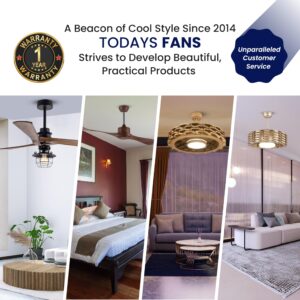 Todays Fans Bladeless Ceiling Fan with Lights & Remote – LUMIO 28" Low-Profile Downrod or Flush Mount Ceiling Fan with Lights for Bedroom & More – Dimmable LED, Night Light & Wi-Fi Connect, Faux Wood