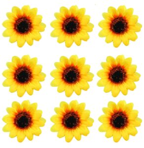 yansanido 100 pcs 2.8 inch (7cm) 2 layer petals artificial sunflower heads for home, office and wedding decoration