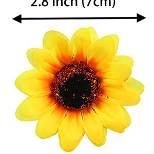 Yansanido 100 Pcs 2.8 Inch (7cm) 2 Layer Petals Artificial Sunflower Heads for Home, Office and Wedding Decoration