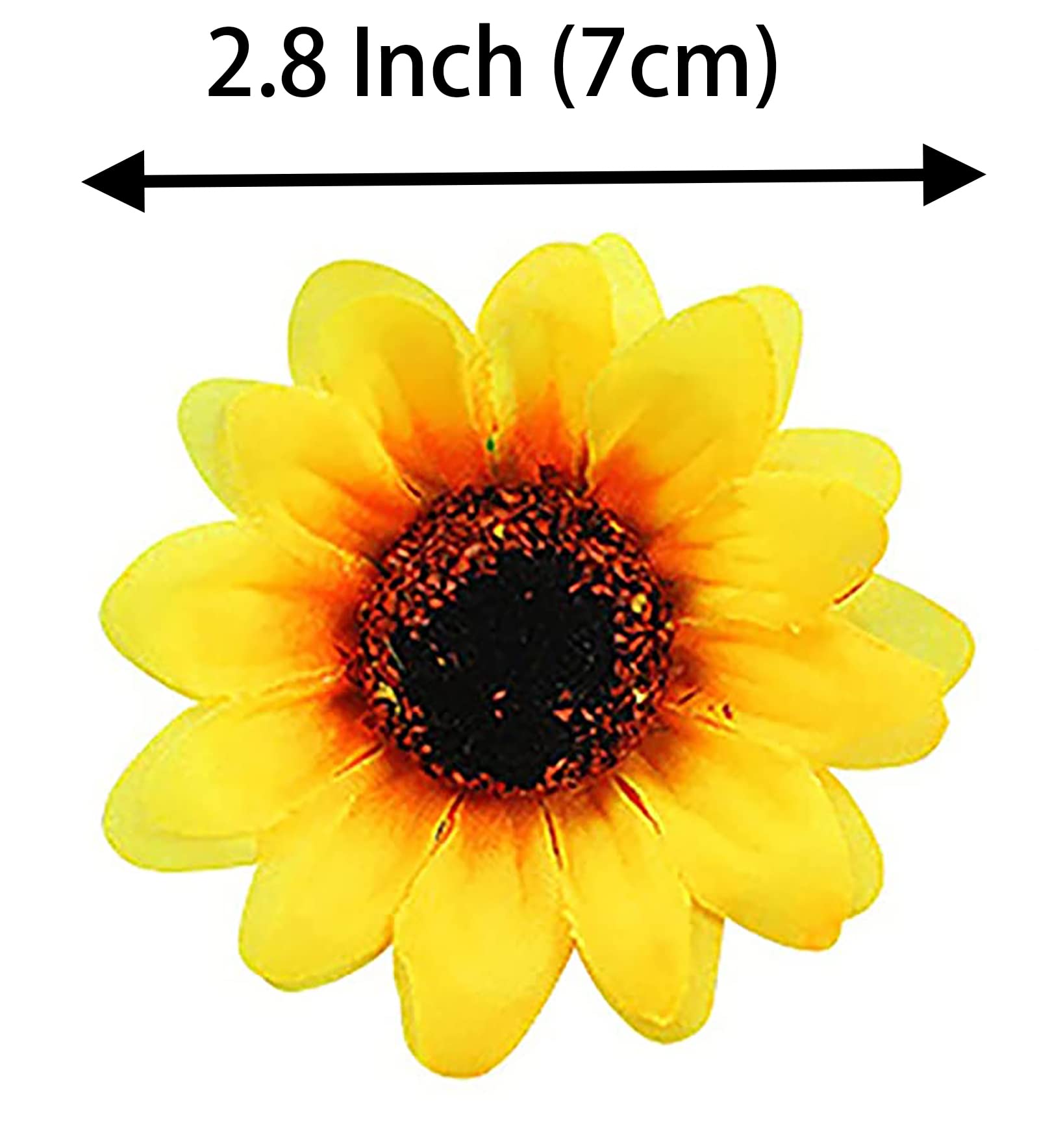 Yansanido 100 Pcs 2.8 Inch (7cm) 2 Layer Petals Artificial Sunflower Heads for Home, Office and Wedding Decoration