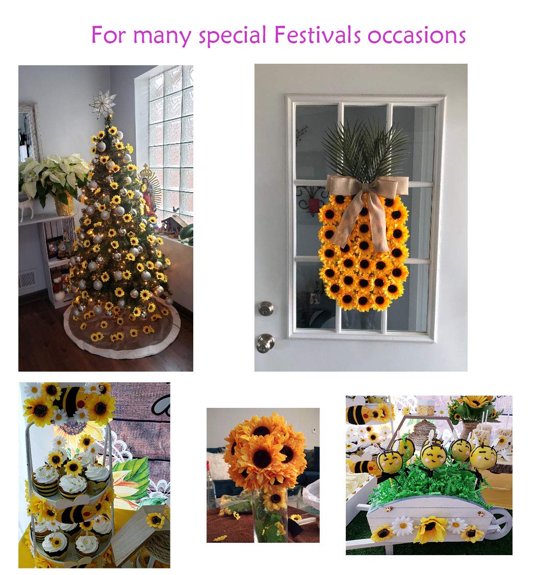 Yansanido 100 Pcs 2.8 Inch (7cm) 2 Layer Petals Artificial Sunflower Heads for Home, Office and Wedding Decoration