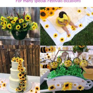 Yansanido 100 Pcs 2.8 Inch (7cm) 2 Layer Petals Artificial Sunflower Heads for Home, Office and Wedding Decoration