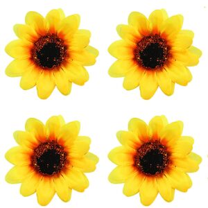 Yansanido 100 Pcs 2.8 Inch (7cm) 2 Layer Petals Artificial Sunflower Heads for Home, Office and Wedding Decoration