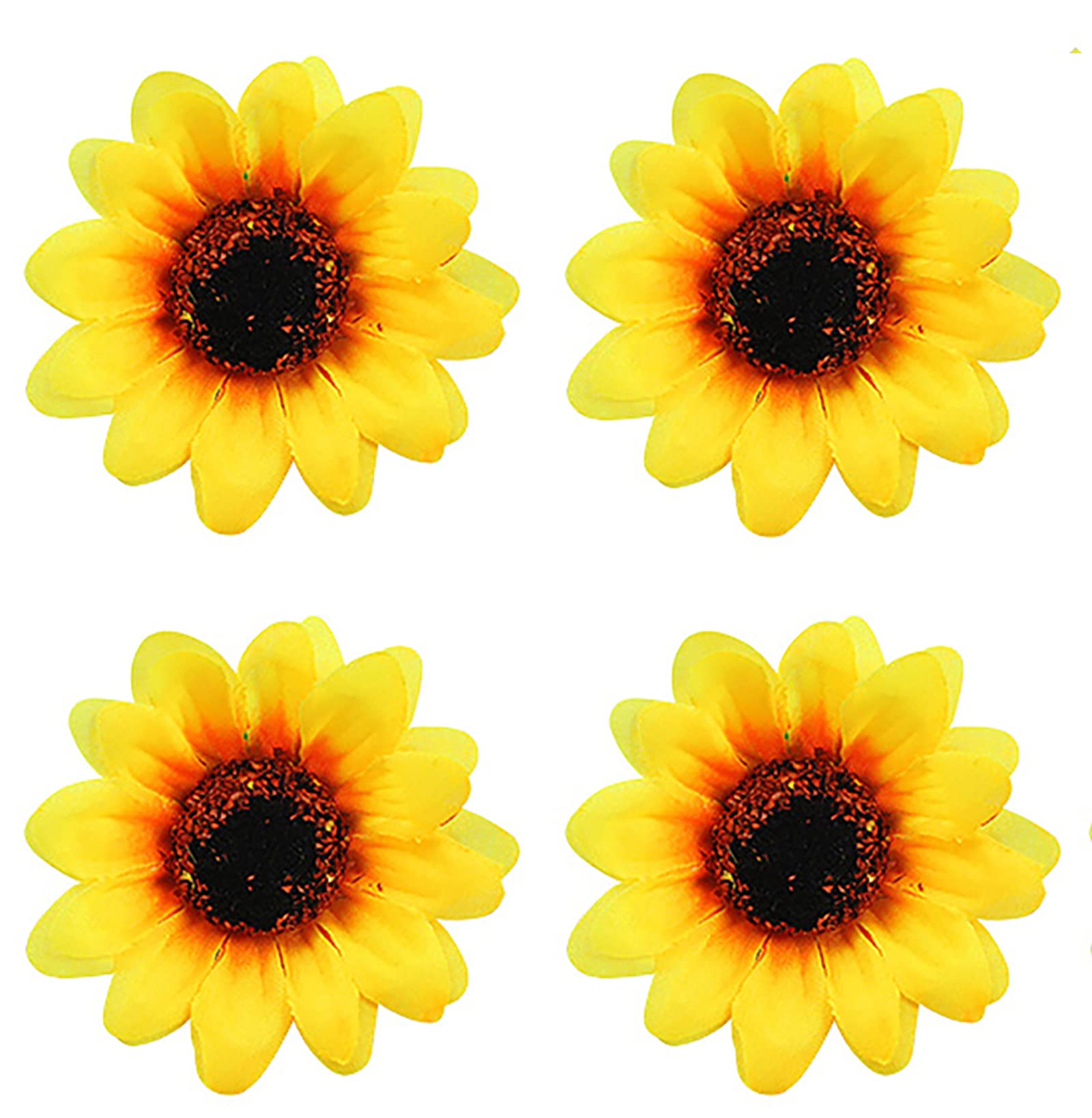 Yansanido 100 Pcs 2.8 Inch (7cm) 2 Layer Petals Artificial Sunflower Heads for Home, Office and Wedding Decoration