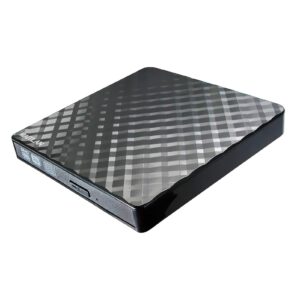 pop-up portable usb 3.0 external dvd cd burner optical drive for windows 10 7 8 mac laptop notebook pc desktop computer, dual layer 8x dvd+r/rw ram dl 24x cd-r writer player, black plaid pattern