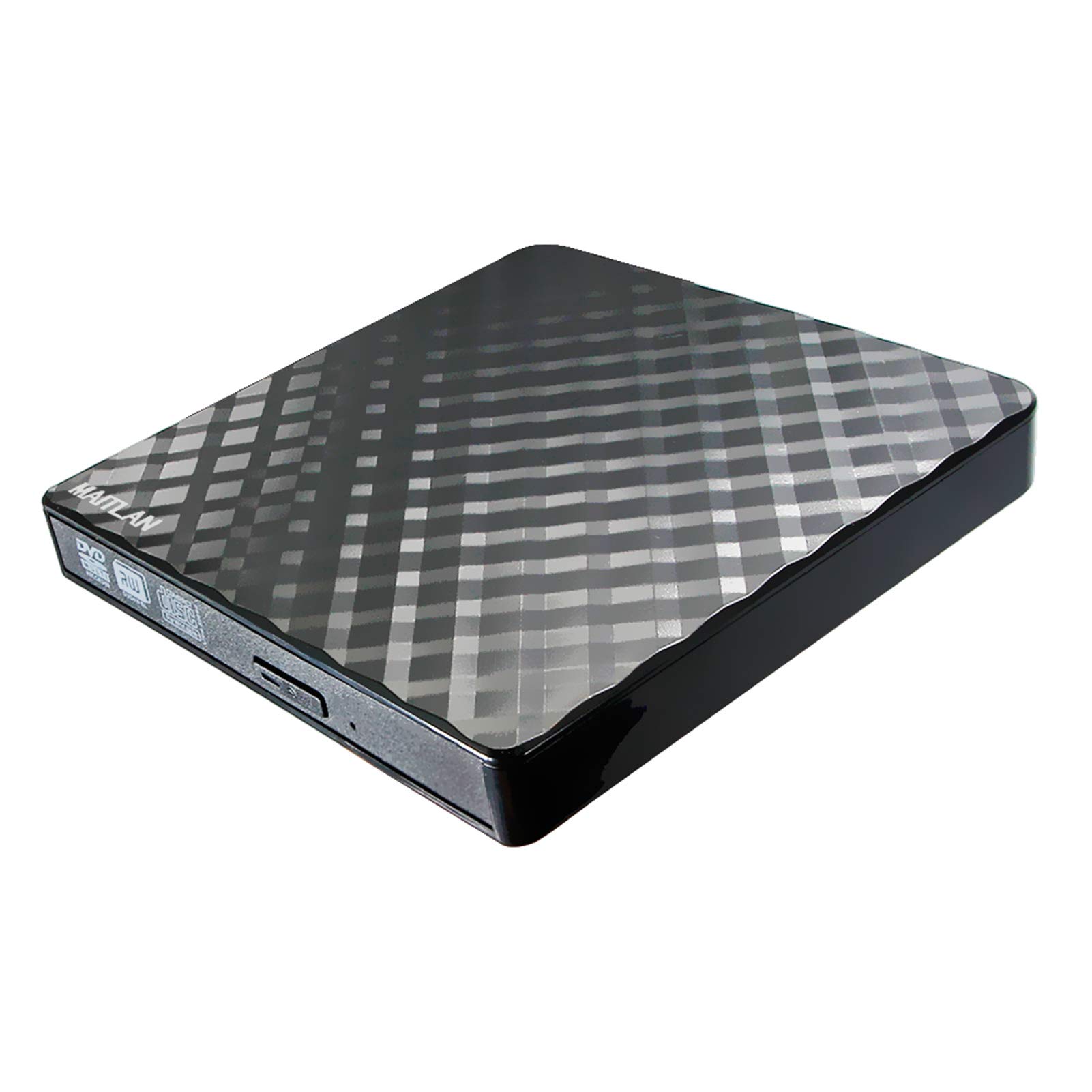 Pop-Up Portable USB 3.0 External DVD CD Burner Optical Drive for Windows 10 7 8 Mac Laptop Notebook PC Desktop Computer, Dual Layer 8X DVD+R/RW RAM DL 24X CD-R Writer Player, Black Plaid Pattern