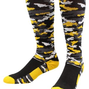 TCK Sports Elite Performance Over The Calf Camo Socks (Black/Gold Camo, Small)