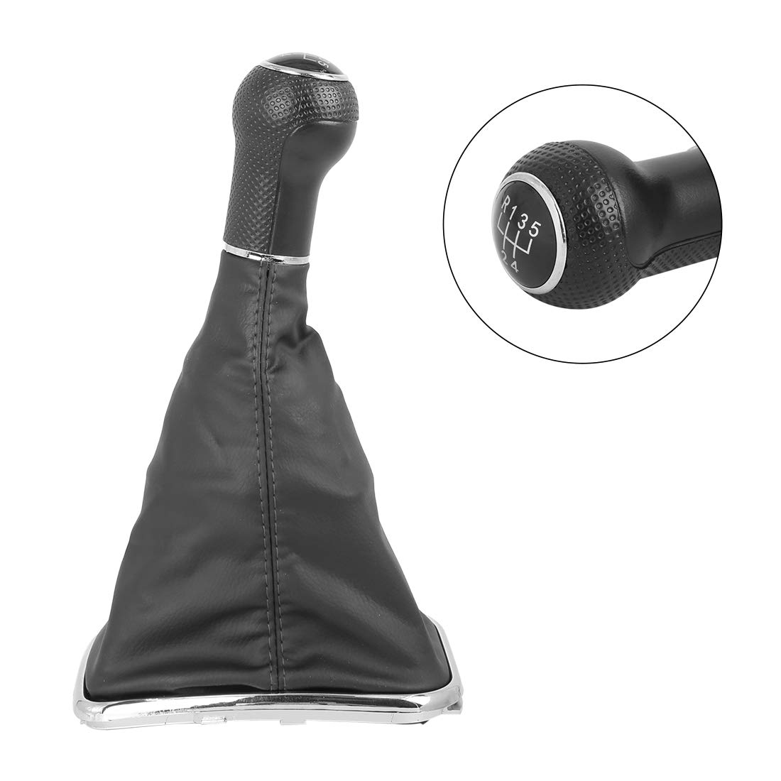 X AUTOHAUX Car 5 Speed Gear Shift Stick Knob Boot Cover Black for VW Golf Bora Jetta