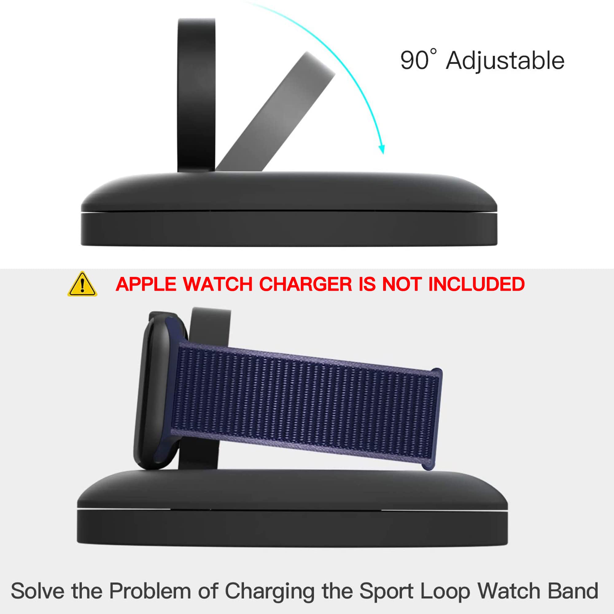 PZOZ Charger Stand for Apple Watch, Portable Charging Station Cable Management Dock Holder Organizer for iWatch Series Ultra 9 8 SE2 7 6 SE 5 4 49mm 45mm 44mm 42mm 41mm 40mm 38mm Accessories (Black)