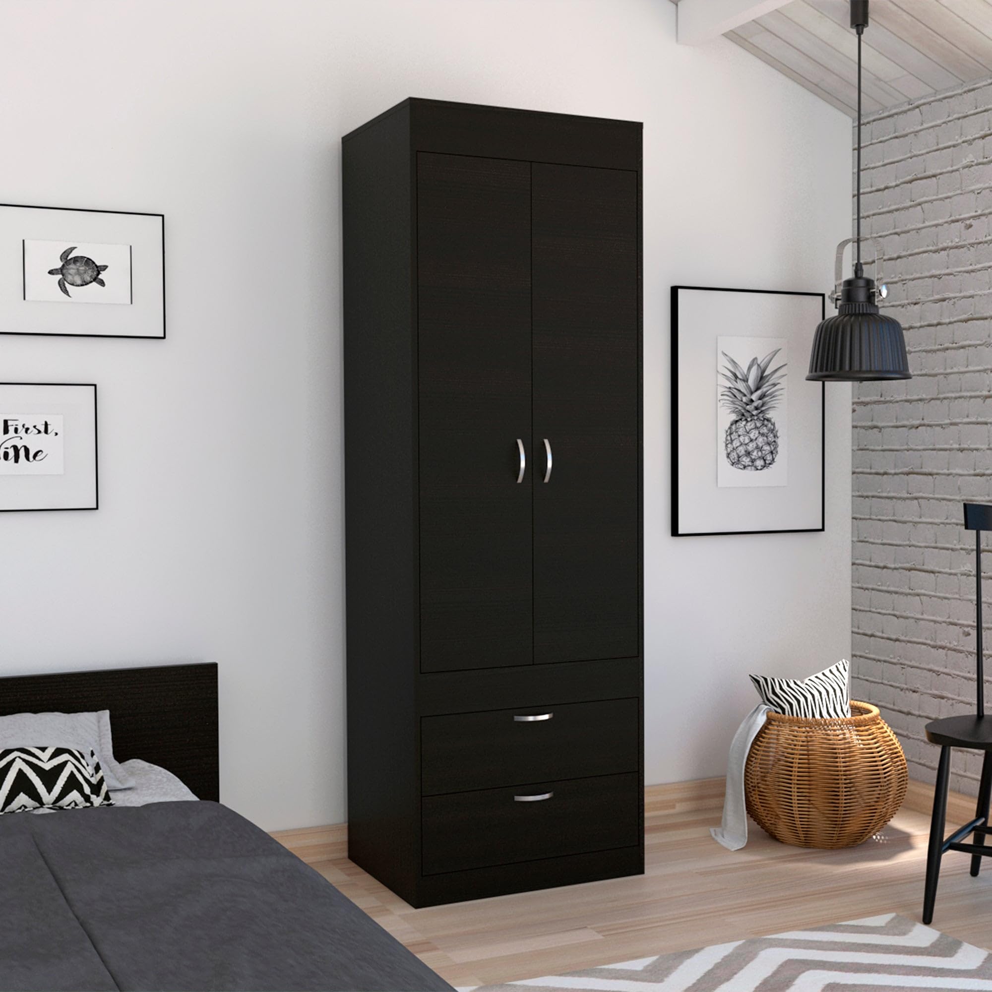 TUHOME Lisboa 2 Drawer 2 Door ARMOIRE Espresso