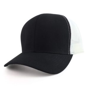 trendy apparel shop oversize xxl structured trucker mesh baseball cap - black white - 2xl