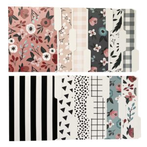 decorative file folders, set of 12-3 tab cute file folders letter size decorative colored file folders boho manilla folders 8.5 x 11 – pretty file folders home office supplies (tranquility)