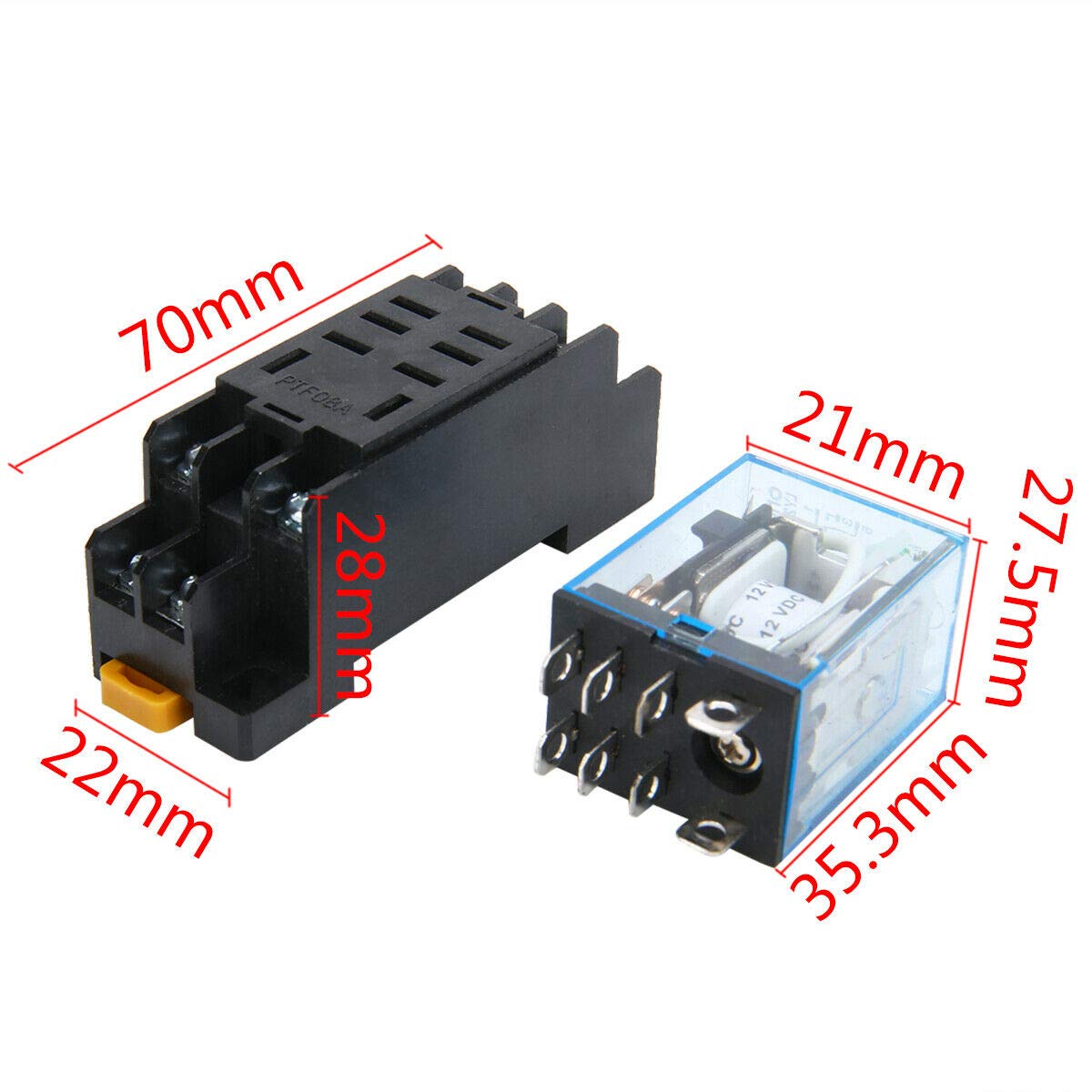 Gump's grocery 12V DC Coil Power Relay LY2NJ DPDT 8 Pin HH62P JQX-13F with Socket Base