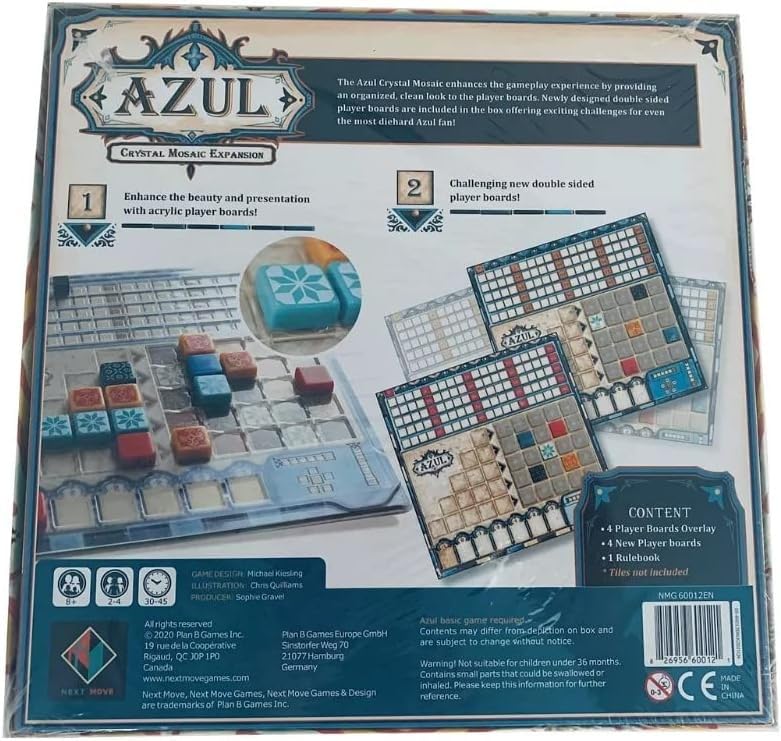 Azul Crystal Mosaic Board Game EXPANSION | Strategy Game | Tile Placement Game | Family Board Game for Adults and Kids | Ages 8+ | 2-4 Players | Avg. Playtime 30-45 Minutes | Made by Next Move Games