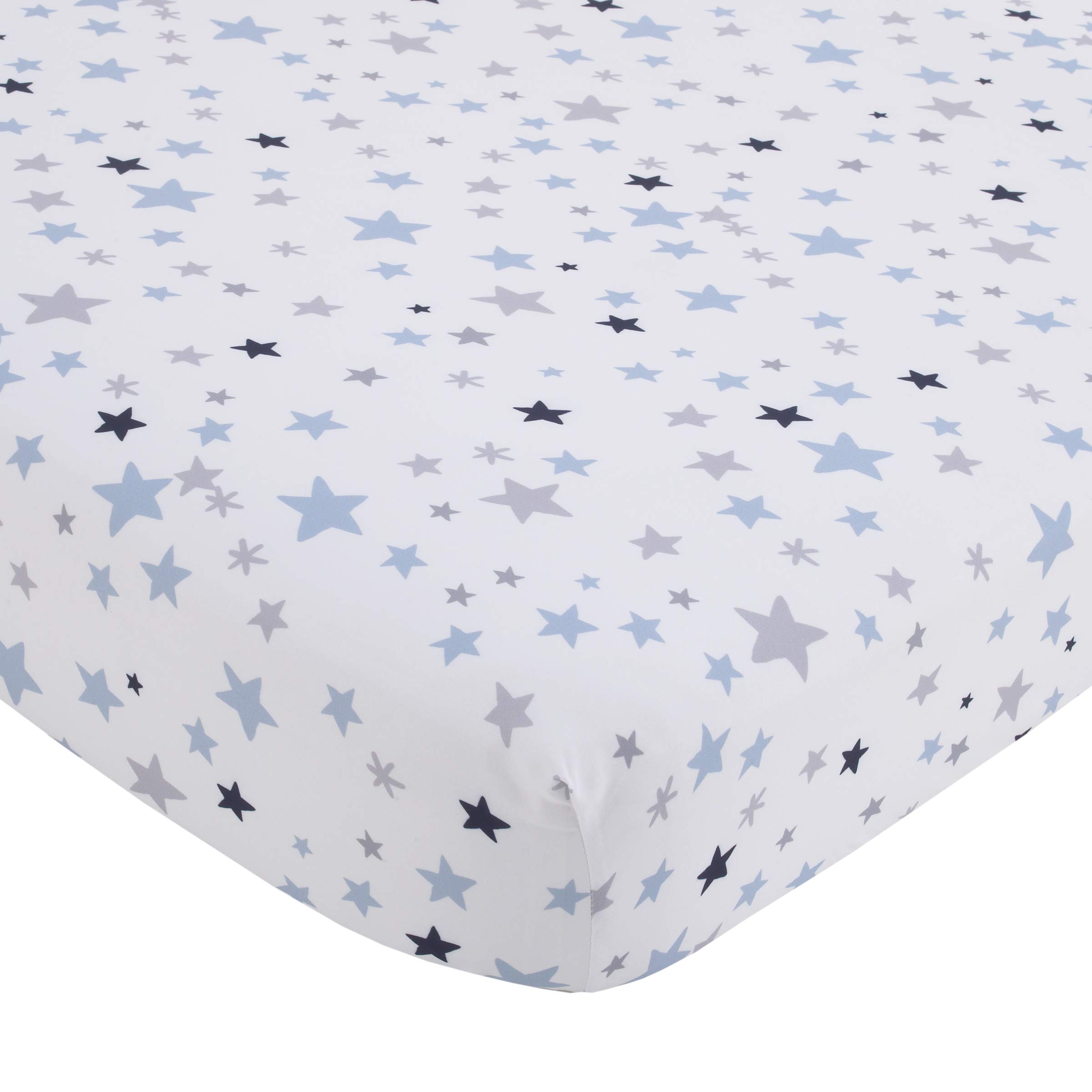 Little Love by NoJo Shine On My Love - Boy Safari, Moon and Stars Navy and White 3 Piece Crib Bedding Set- Comforter, Fitted Crib Sheet, Dust Ruffle