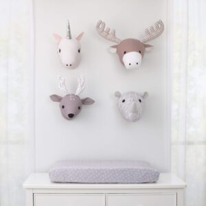 NoJo Grey and White Rhino Plush Head Wall Décor