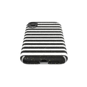 Speck Presidio Inked iPhone XR Case, Stripe Gold Specks/Marble Grey 132093-8902 Gray