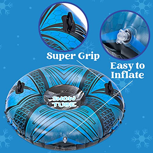 JOYIN Inflatable Snow Tubes 47" & 37"(2 Packs) for Kids and Adults,Heavy-Duty Snow Tube for Sledding, Great Inflatable Snow Sled for Winter Fun and Family Activities（Sporty）